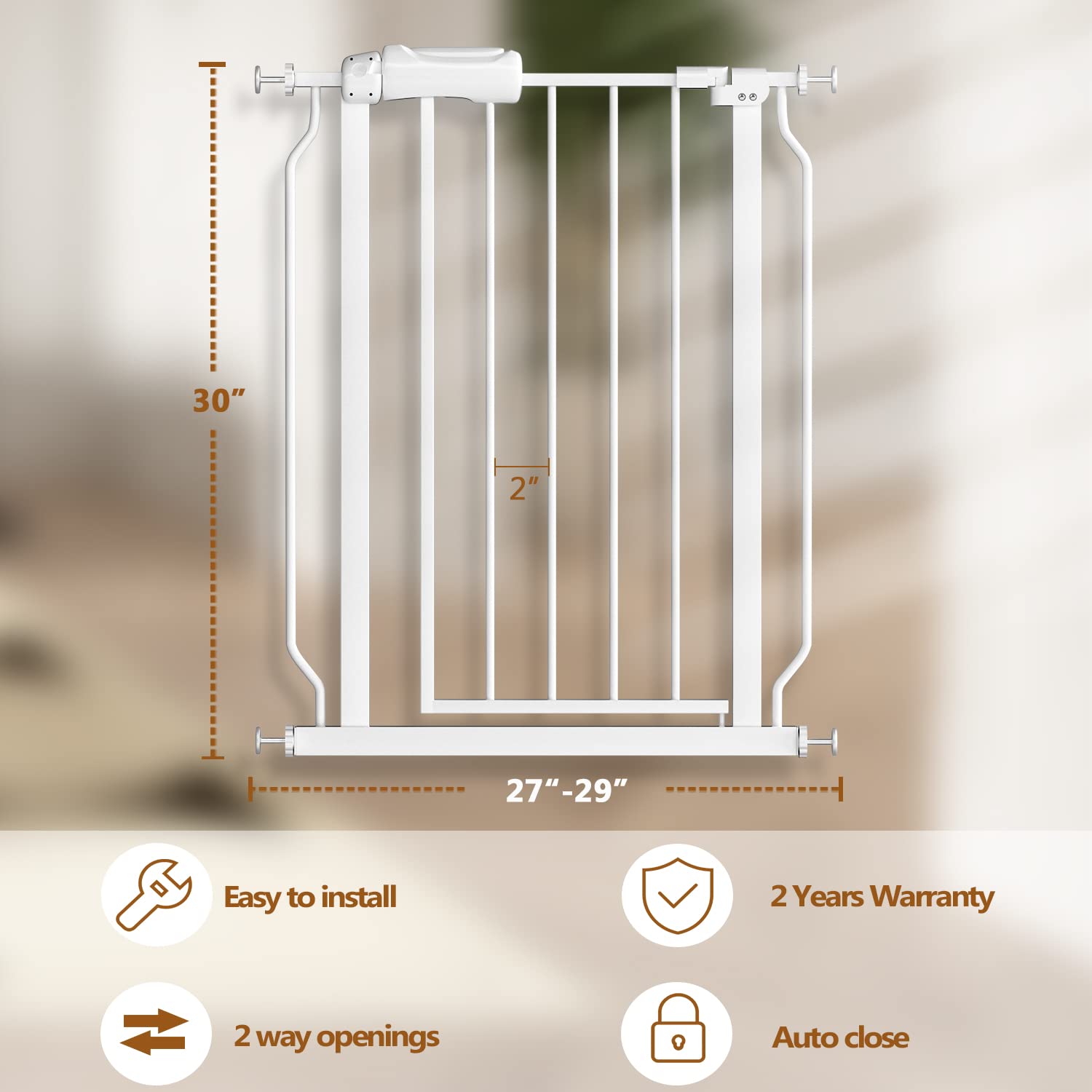 Fairy Baby Narrow Baby Gate 27 Inch to 29 Inch Wide, Small Auto Close ...