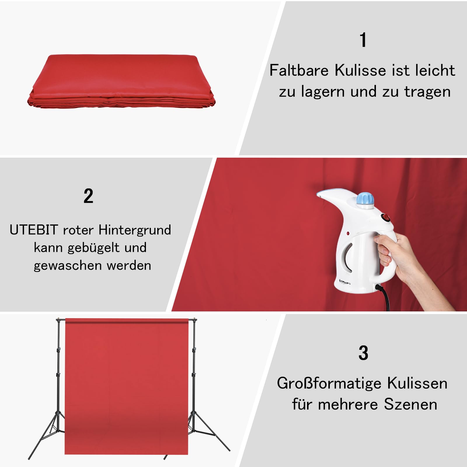 UTEBIT Black Photo Backdrop Portable Collapsible Photoshoot Backdrop ...