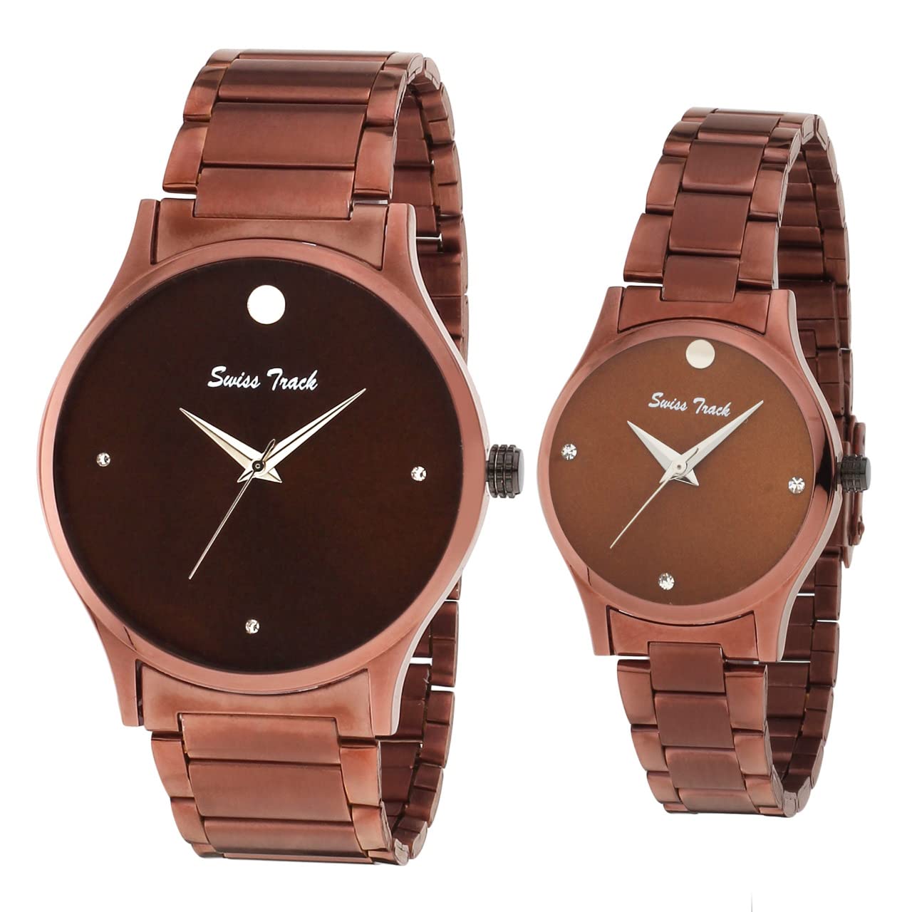 Buy swiss track Analogue Men's & Women's Watch (Pack of 2) (Brown ...