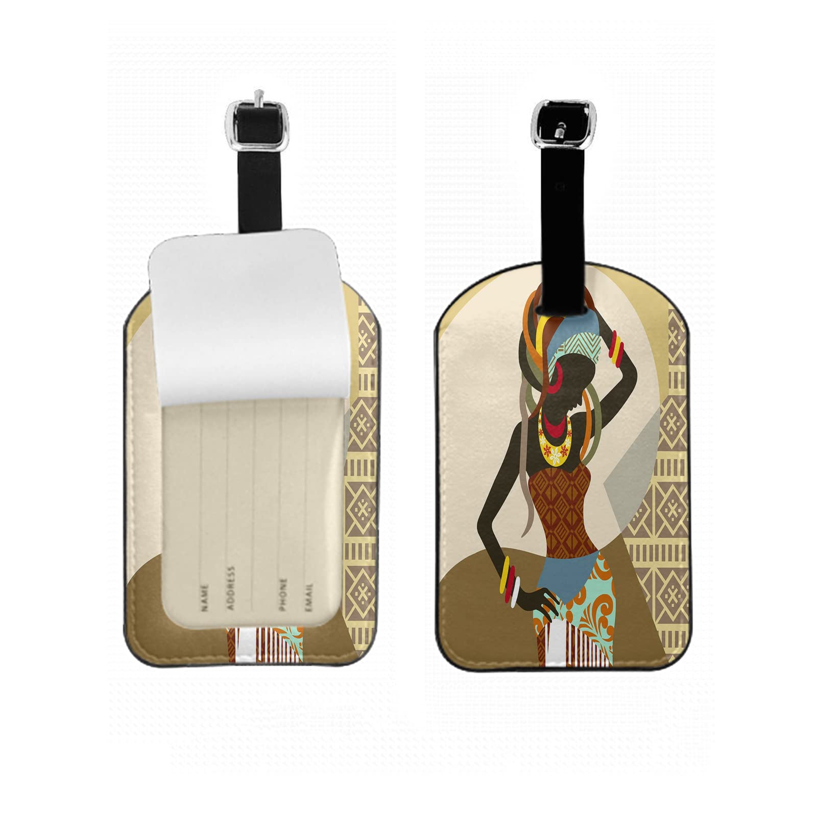 Amazon.com: Zoczos Ethnic African Women PU Leather Baggage Tags ...