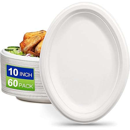 Amazon.com: EcoAvance Oval Paper Plates 60 Pack, Brown Paper Plates ...