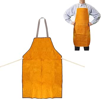 Amazon.com: Ibluelover Cowhide Leather Welding Apron Heat&Flame ...