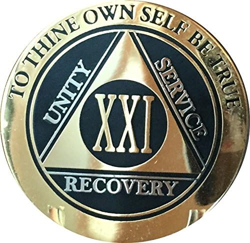 Amazon.com: RecoveryChip 21 Year AA Medallion Elegant Black Gold Silver ...