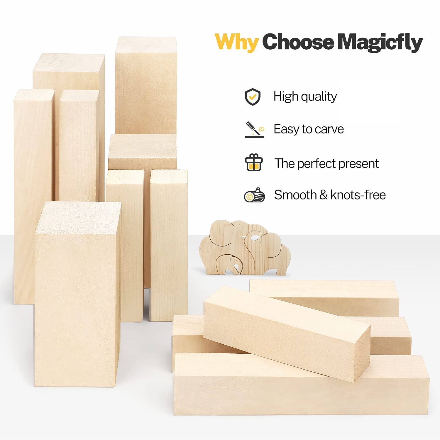 Buy Magicfly 12 PCS Carving Wood, Multi Size Whittling Blocks for Craft ...