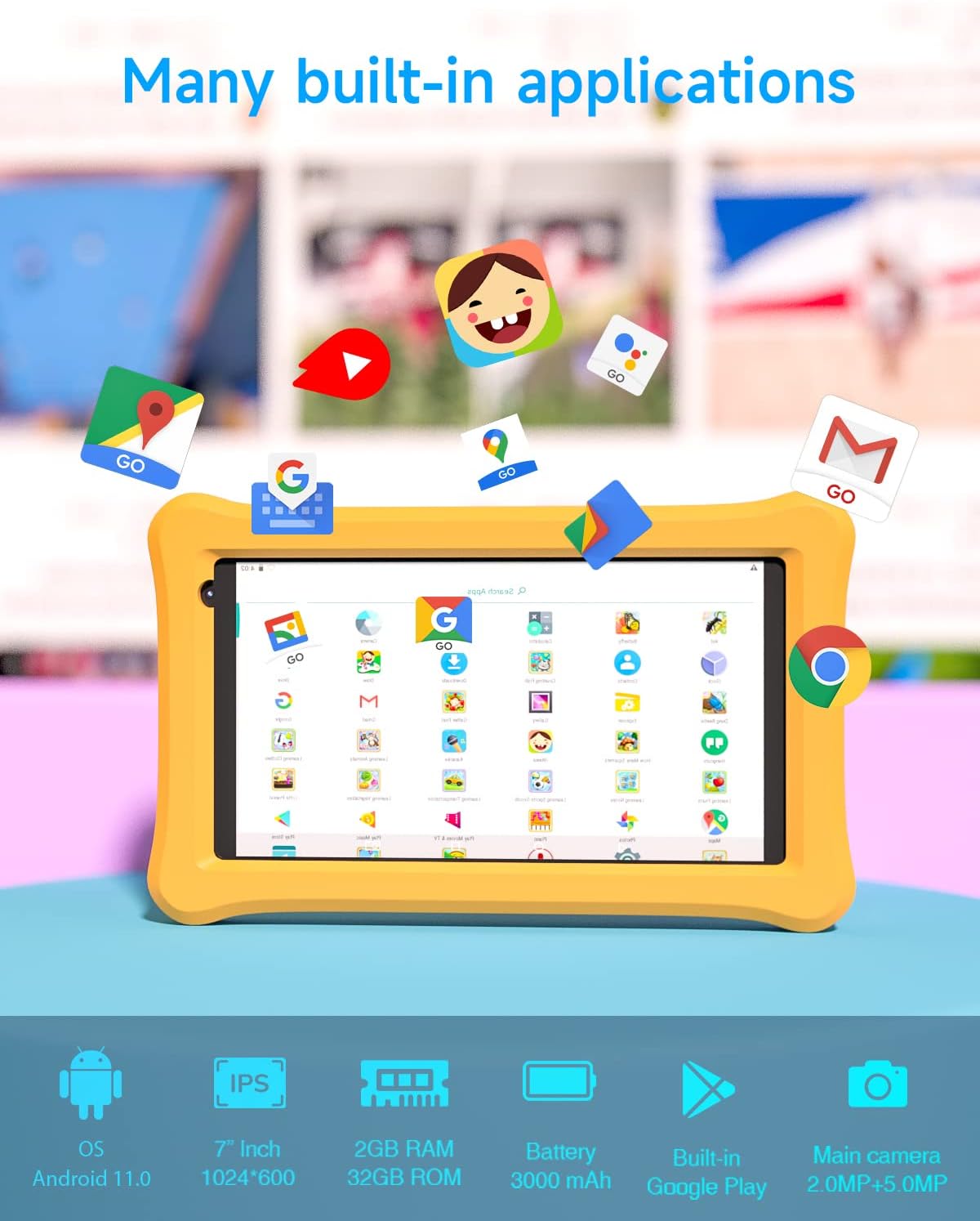 HOTTABLET Tablet para niños, tablet de 7 pulgadas para niños, 2 GB + 32 ...