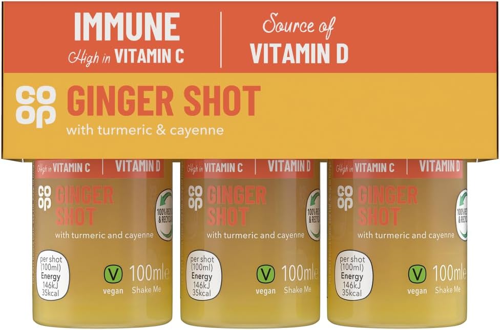 Co-op Ginger Shot with Turmeric & Cayenne 3 x 100ml (300ml) : Amazon.co.uk: Grocery