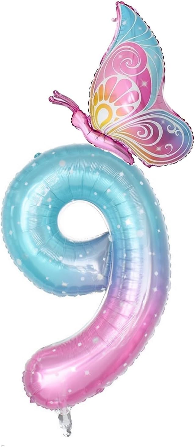 Amazon.com: 40inch Large Starry Sky Number 9 Balloons，Butterfly ...