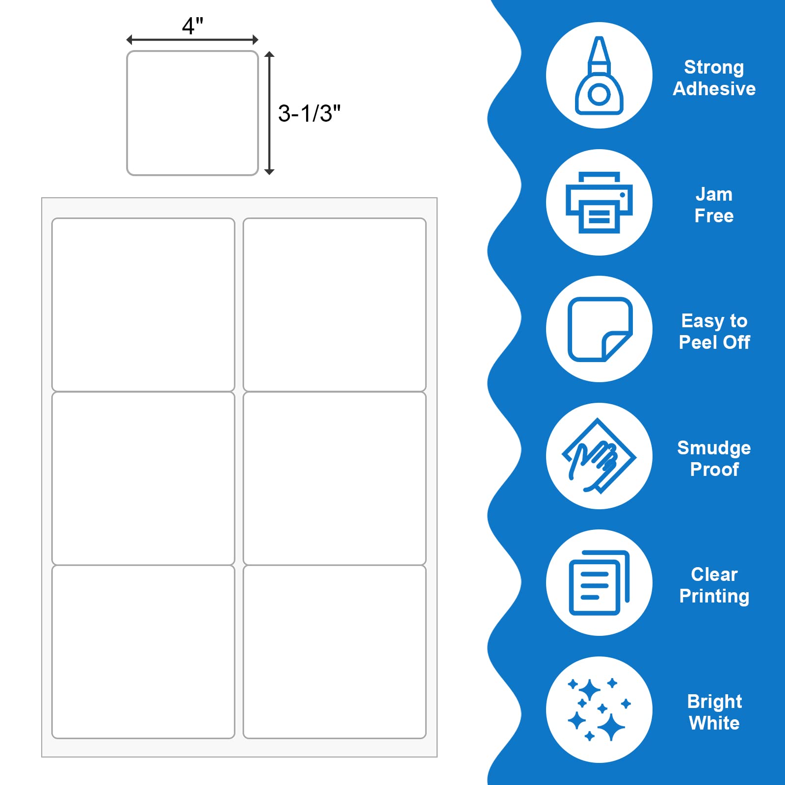 Snapklik.com : 6 Up Shipping Address Labels, 3-1/3 X 4 Inches Self ...