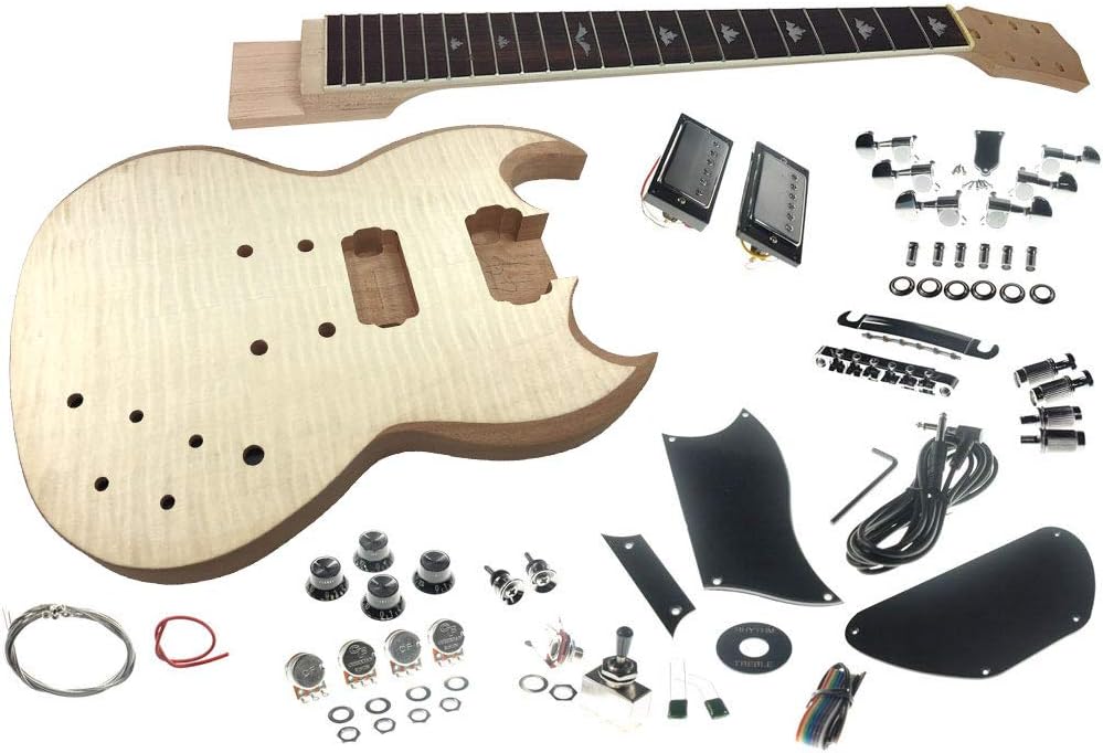 Amazon.com: Solo SG Style DIY Guitar Kit, Basswood Body, Flamed Maple ...