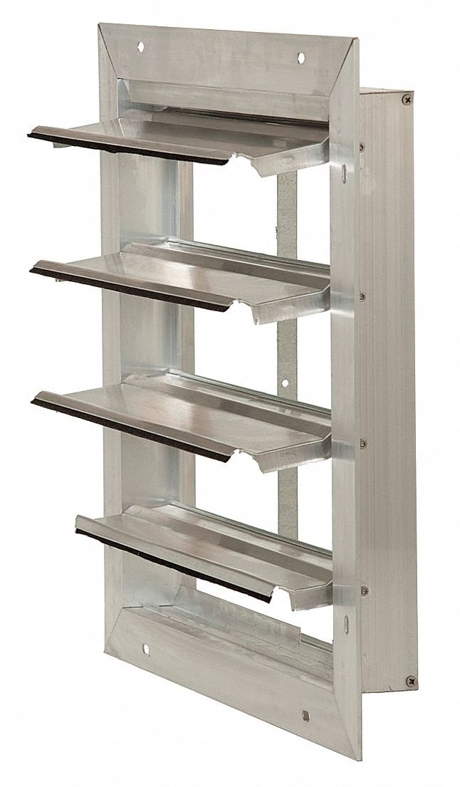 Dayton 16" Backdraft Damper/Wall Shutter, Front Flange, 16-1/2" x 16-1/ ...