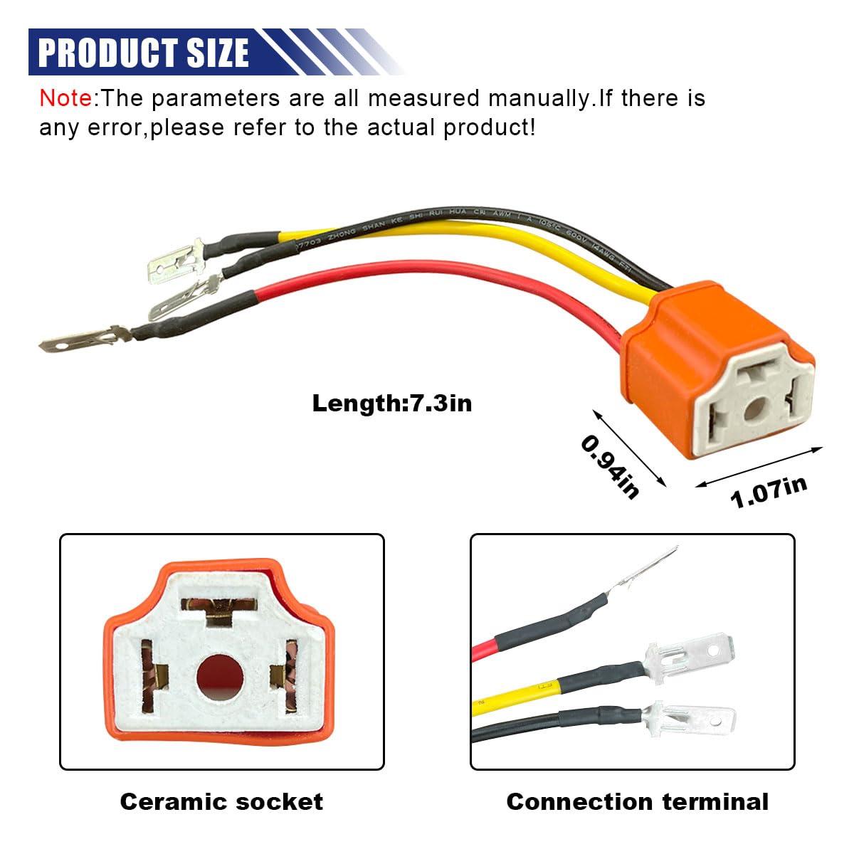 Snapklik.com : 2PCS H4 HB2 9003 Pigtail Headlight Socket, 16AWG Female ...
