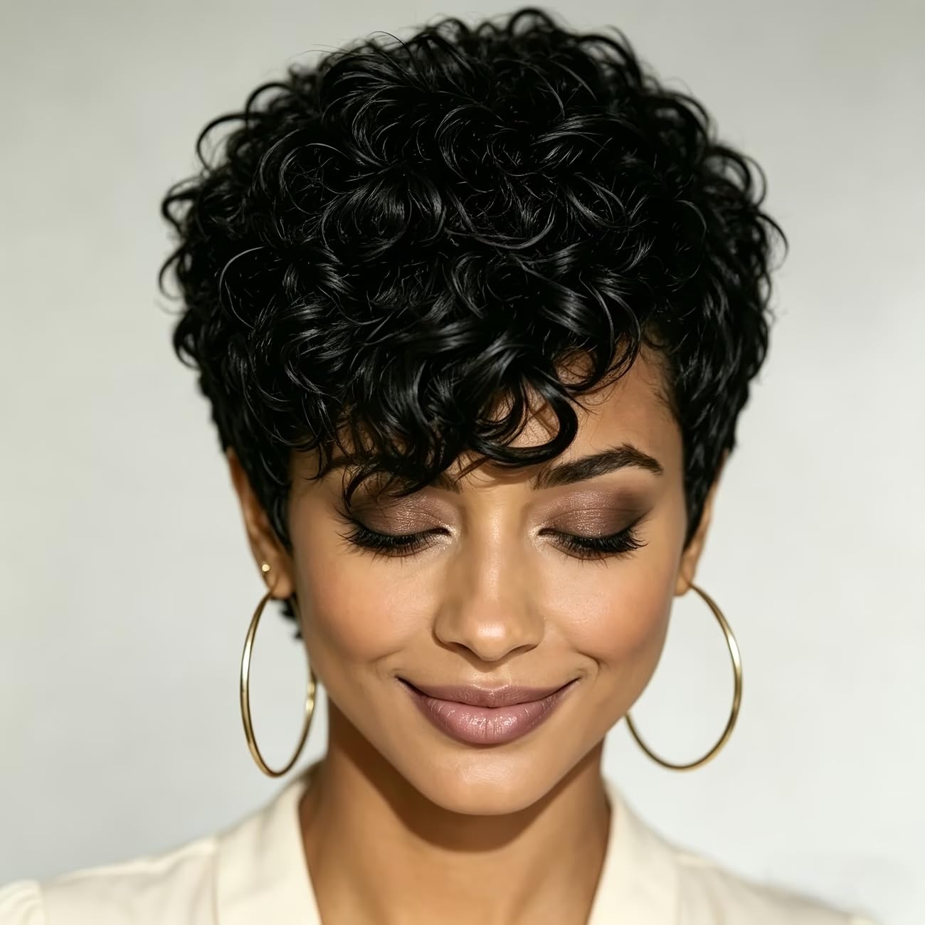 Snapklik.com : SisBroSis Pixie Cut Curly Human Hair Wig For Women Short ...