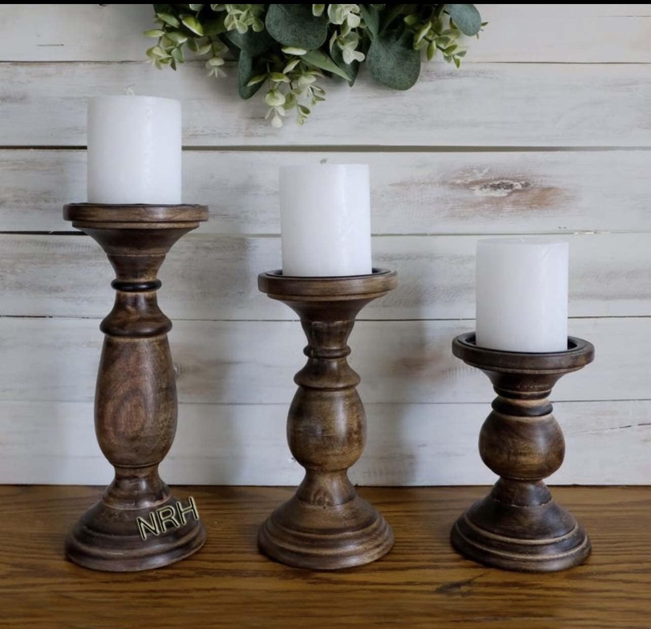 Wooden Pillar Candle Holders, Vintage Candle Stand for Pillar Candles ...