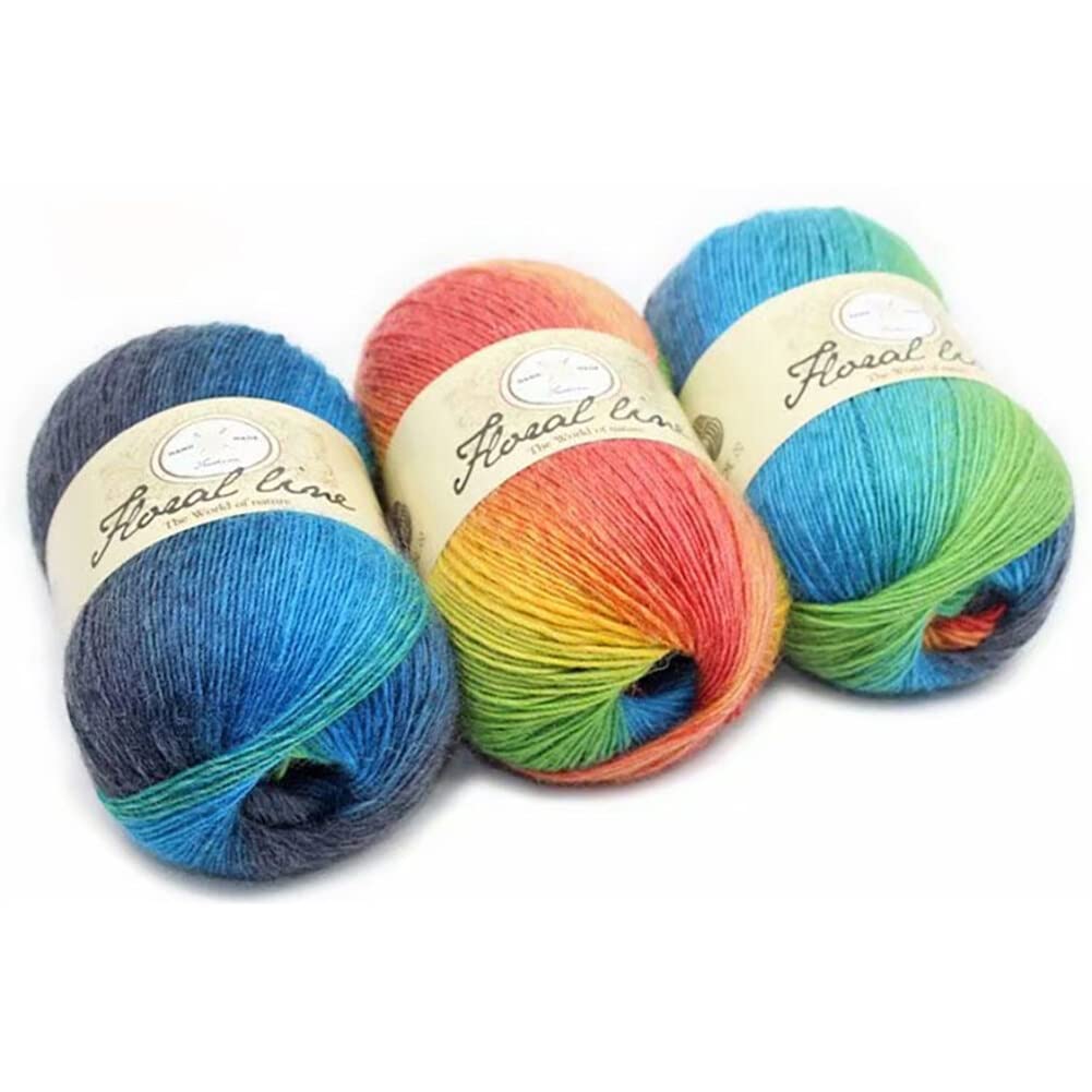 Amazon.com: Knitting Yarn, Crochet Yarn, 100% Wool Warm Yarn Gradient Rainbow Wool Yarn Soft and ...