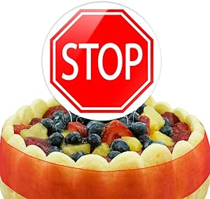 Stop Sign Basic Red Cake Top Topper : Amazon.ca: Home
