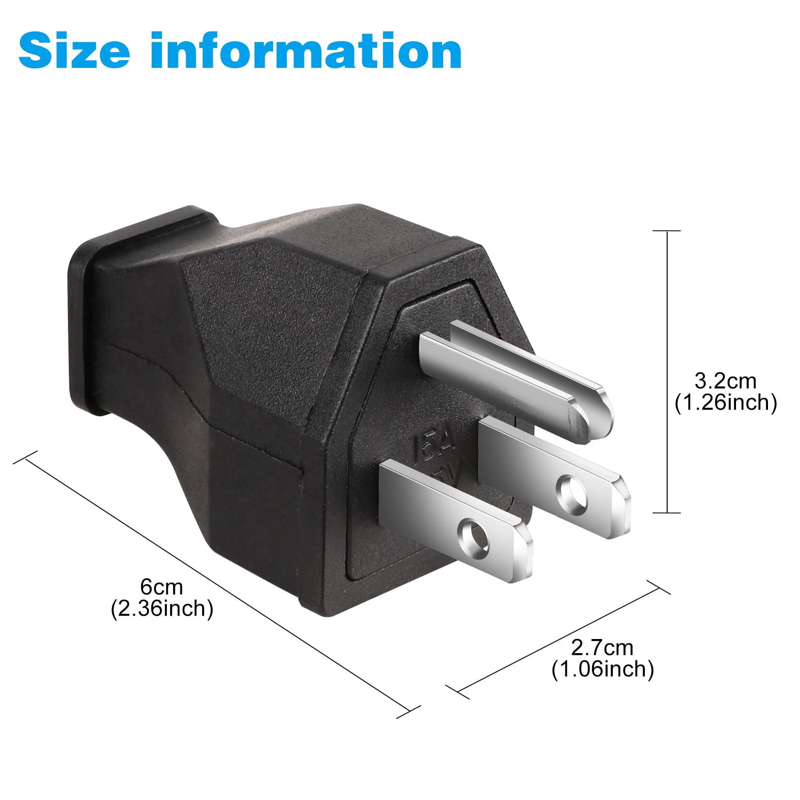 Snapklik.com : TENINYU 2-Pole, 3 Wire Grounding Plug Male Extension ...
