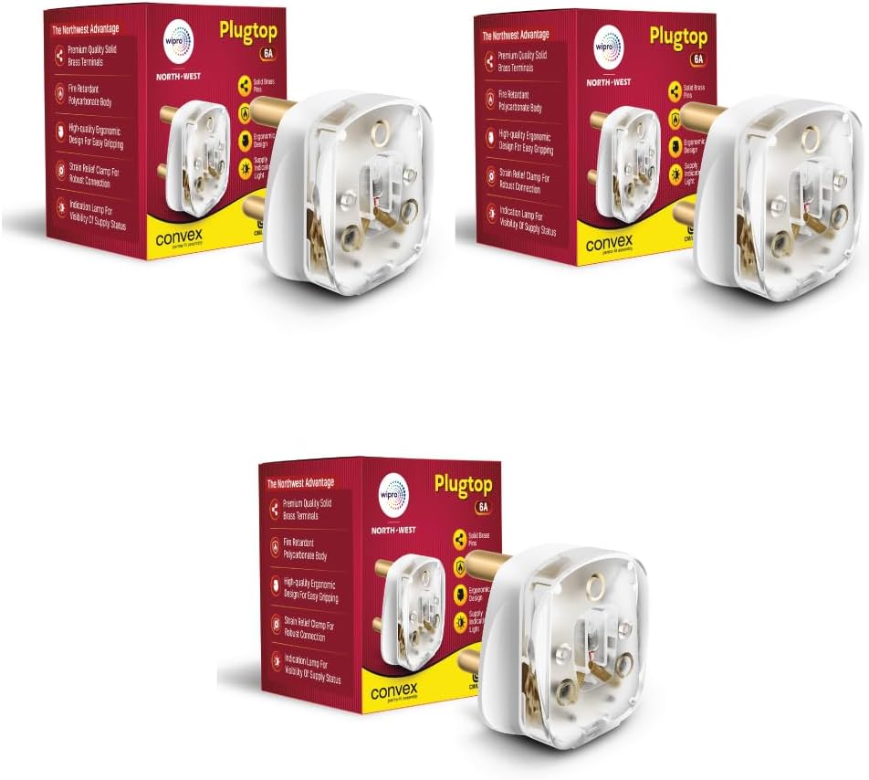 Anchor by Panasonic 6A 3 Pin Plug Top 240V. White,( Pack of 6) (38626 / ...