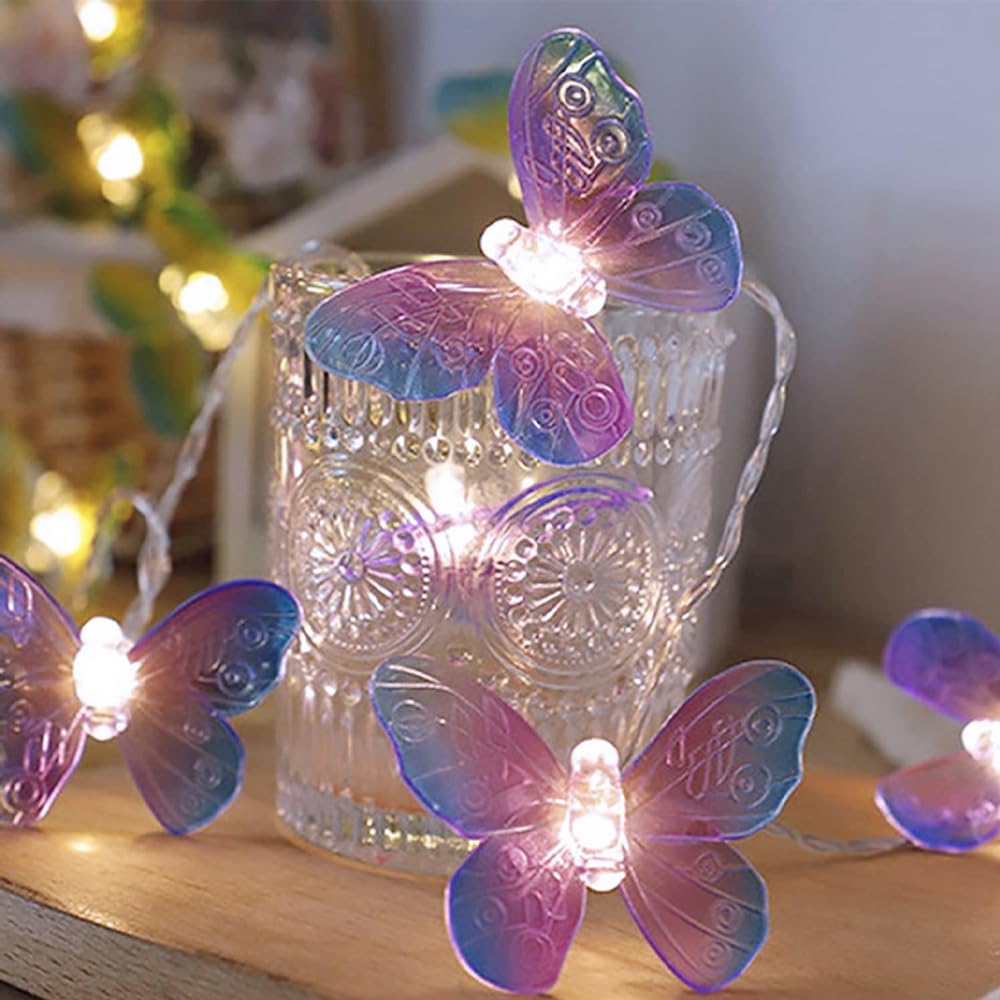 Fielegen 20 LED Butterfly String Lights, 9.84ft/3 Meter Battery Powered ...
