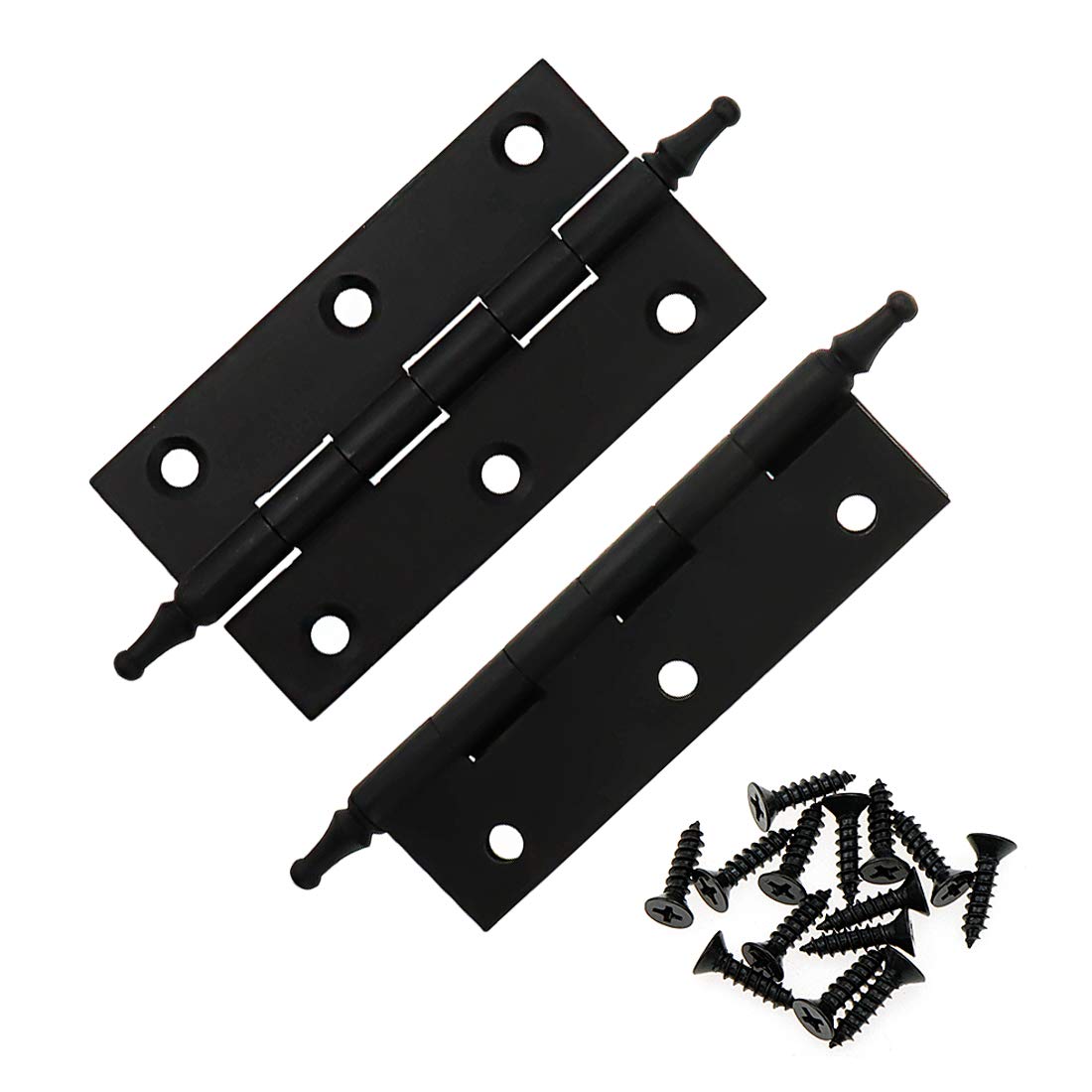 LC LICTOP 3 Inch Black Pure Brass Hinges Crown Head Butt Hinges for ...