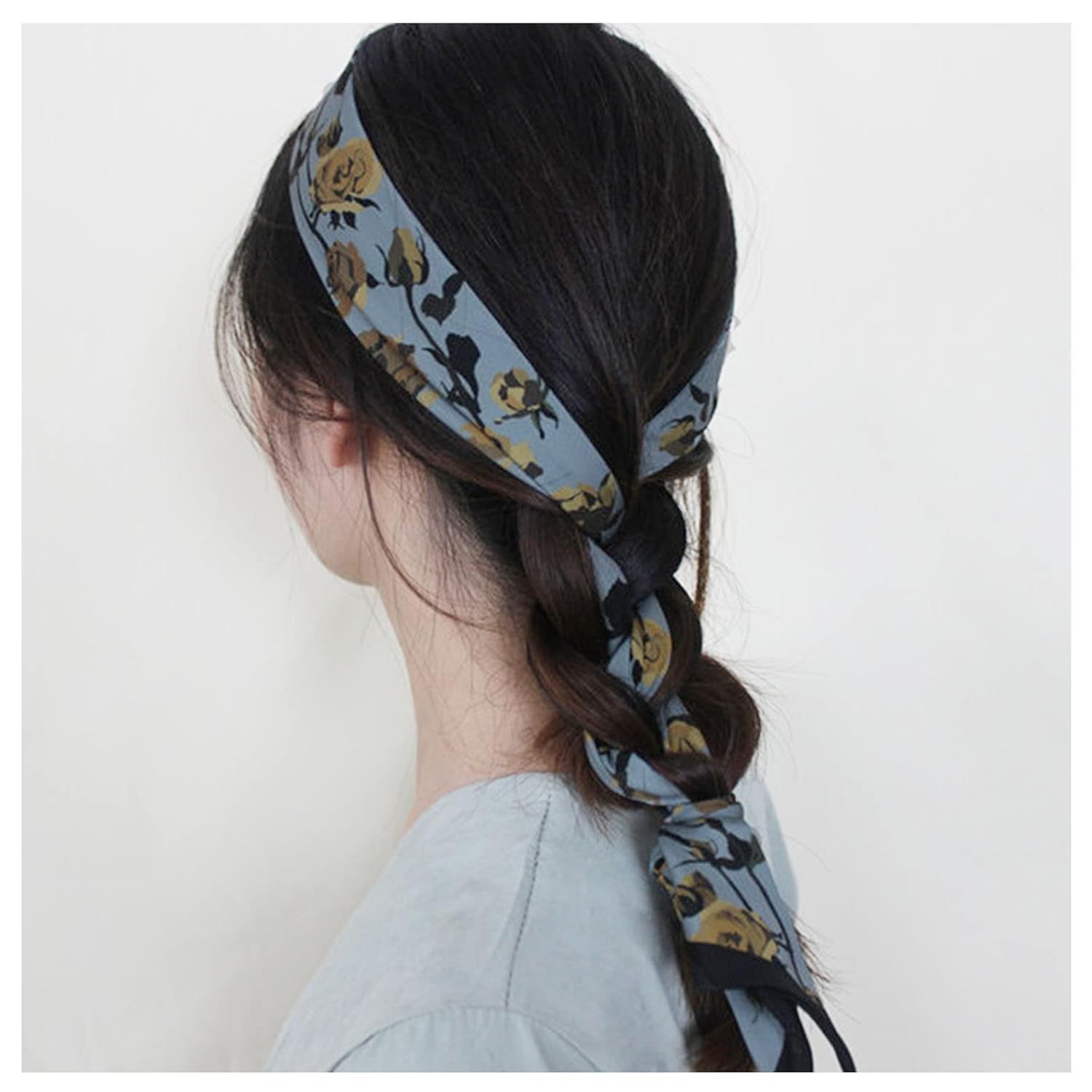 Amazon.com : Iaceble French Satin Silk Long Headband Scarf Blue Ribbon ...
