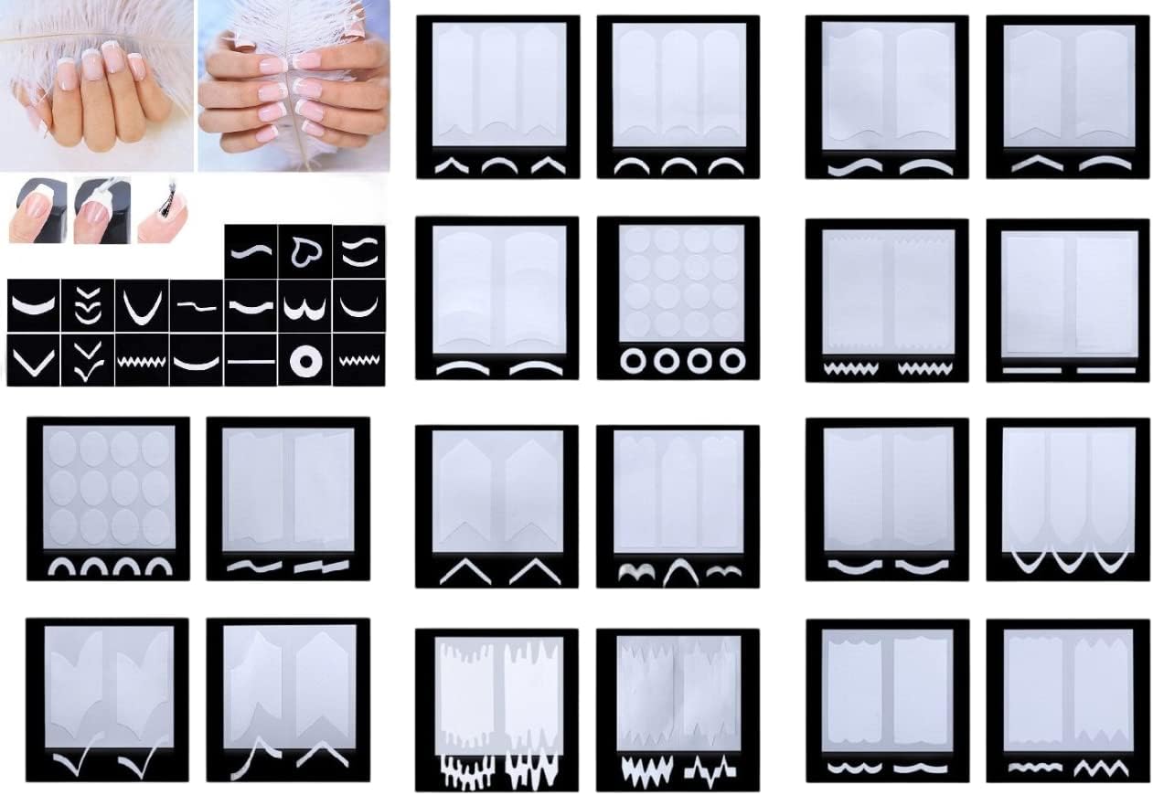 French Manicure Nail Tip Guides 24 Sheets 36 Designs French Nail Art ...