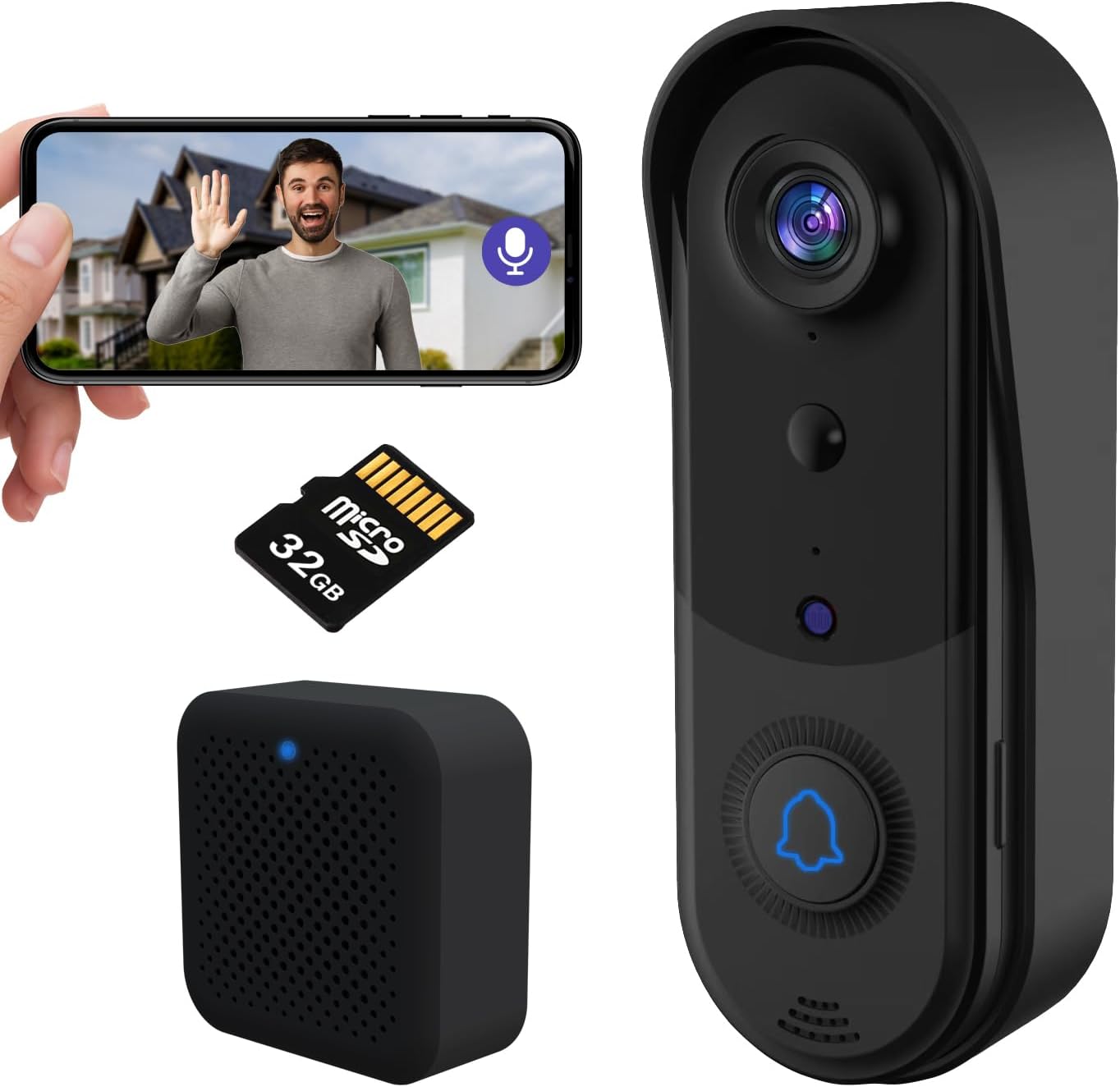 Eaula Videns Doorbell Camera Wireless, WiFi Video Doorbell with Free ...