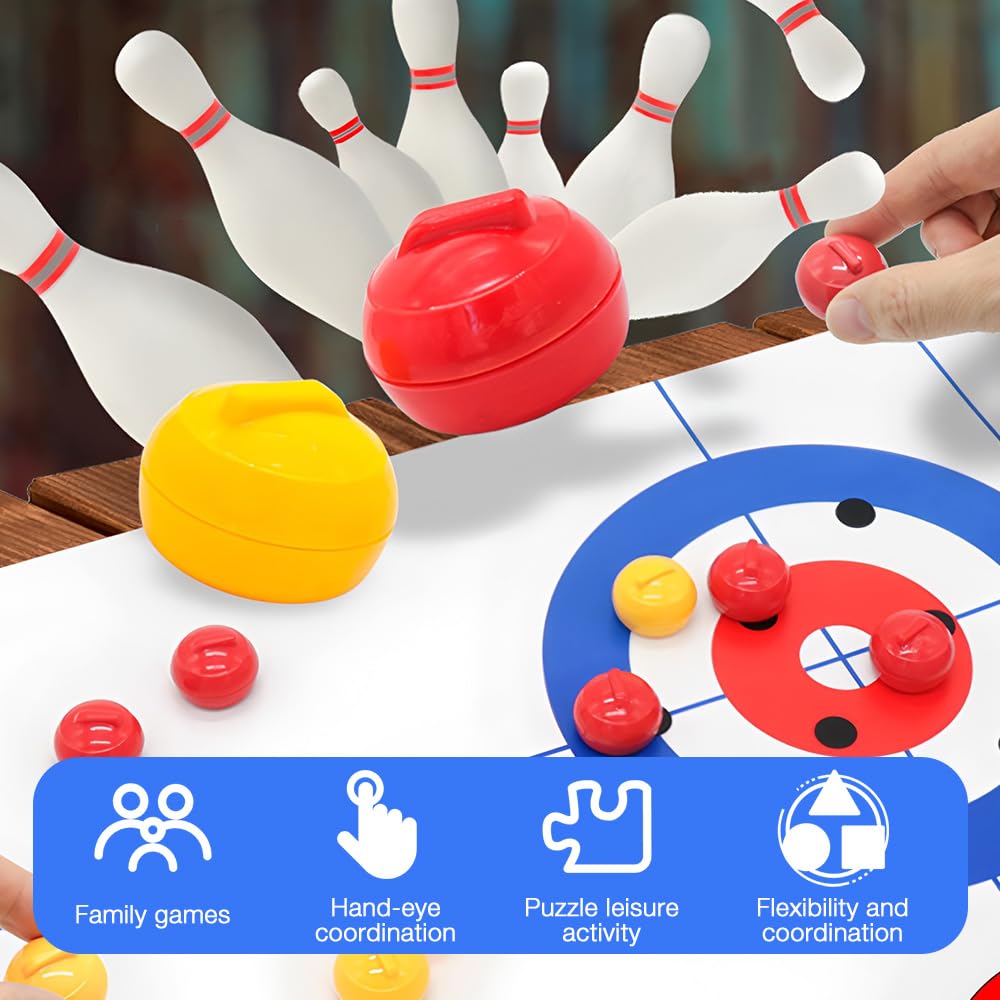 CLIUNT 2 in 1 Tabletop Curling Game, Portable Team Board Games, Curling ...
