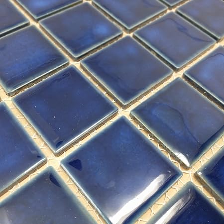 Premium Quality 3x3 Cobalt Blue Square Pattern Porcelain Mosaic Floor ...