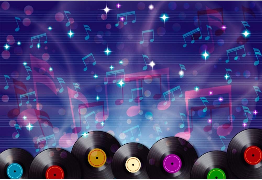 Amazon.com : BELECO 7x5ft Fabric Retro Music Records Backdrop 1950s ...