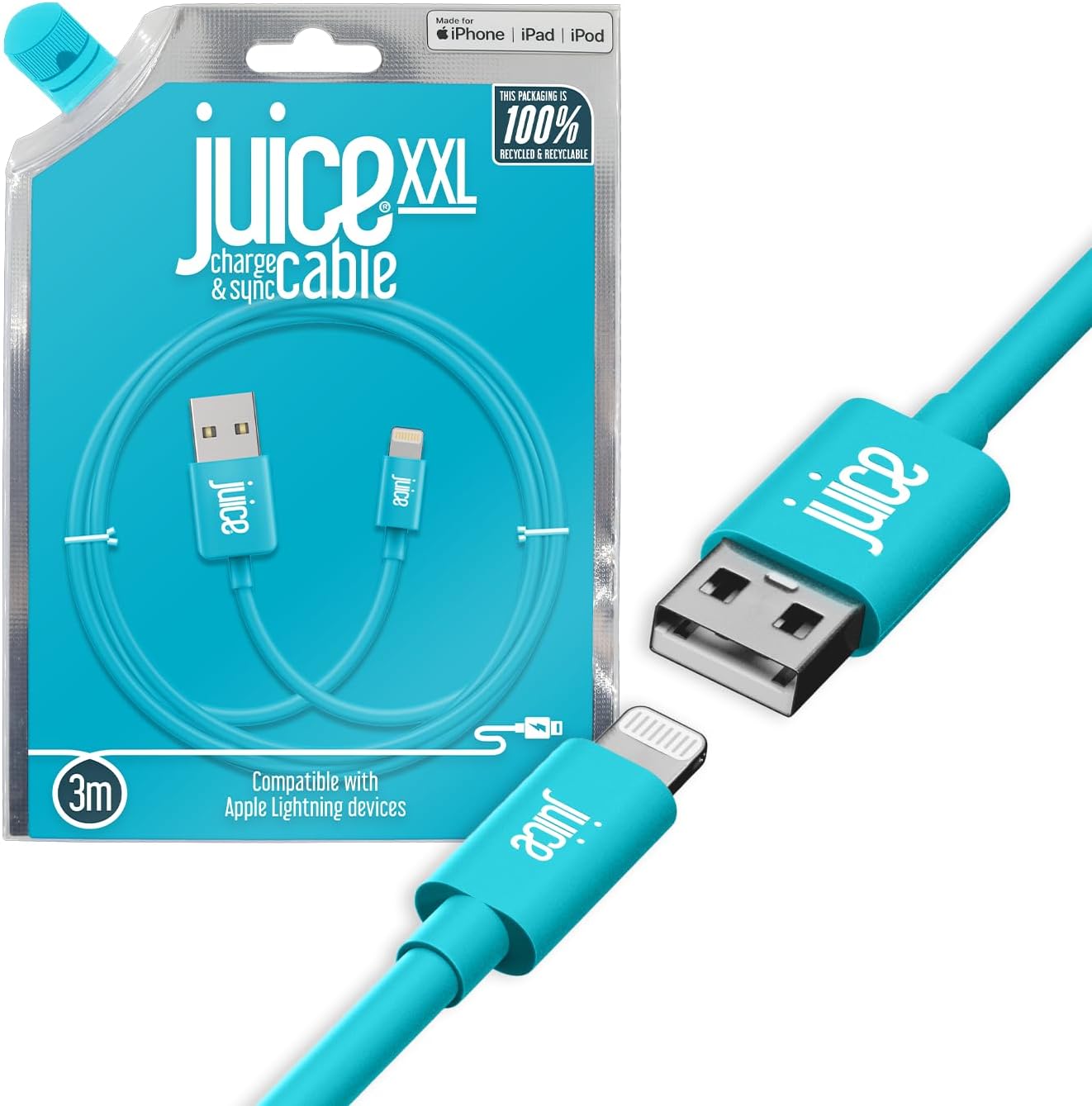 Juice Apple iPhone Lightning 3m Charger and Sync Cable for Apple iPhone ...