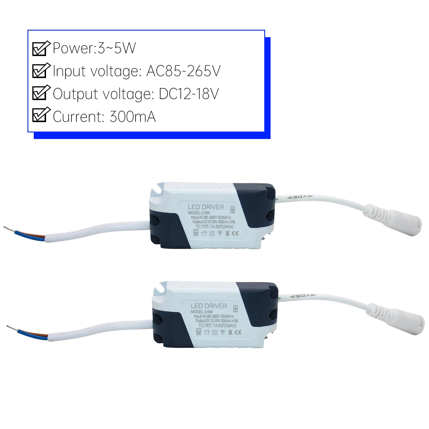 Snapklik.com : 35W LED Driver, Constant Current 300mA AC 85265V Output ...