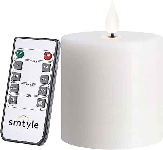 Amazon.com: smtyle 3x3 inch Moving Flame White Flameless Candles ...
