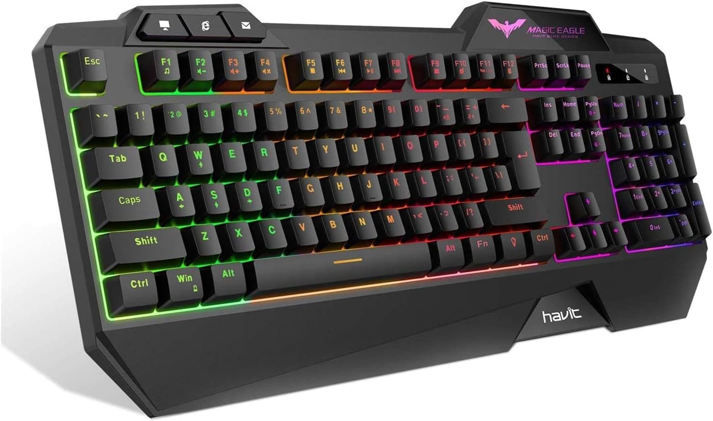 Amazon.com: HAVIT HV-KB391L Gaming Keyboard US Layout (QWERTY) : Video ...