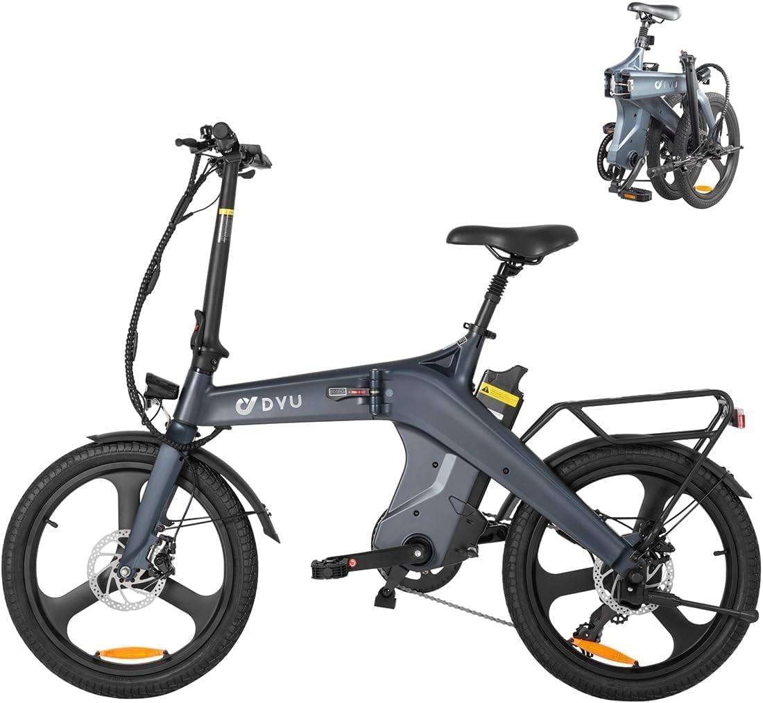 DYU Electric Bike, 20 inch Foldable E-Bike with Pedal Assist, Smart ...
