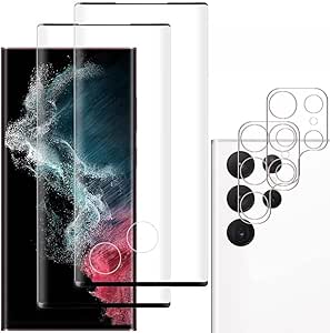 Amazon.com: [2+2 Pack] Galaxy S22 Ultra Screen Protector Include 2 Pack Tempered Glass Screen ...