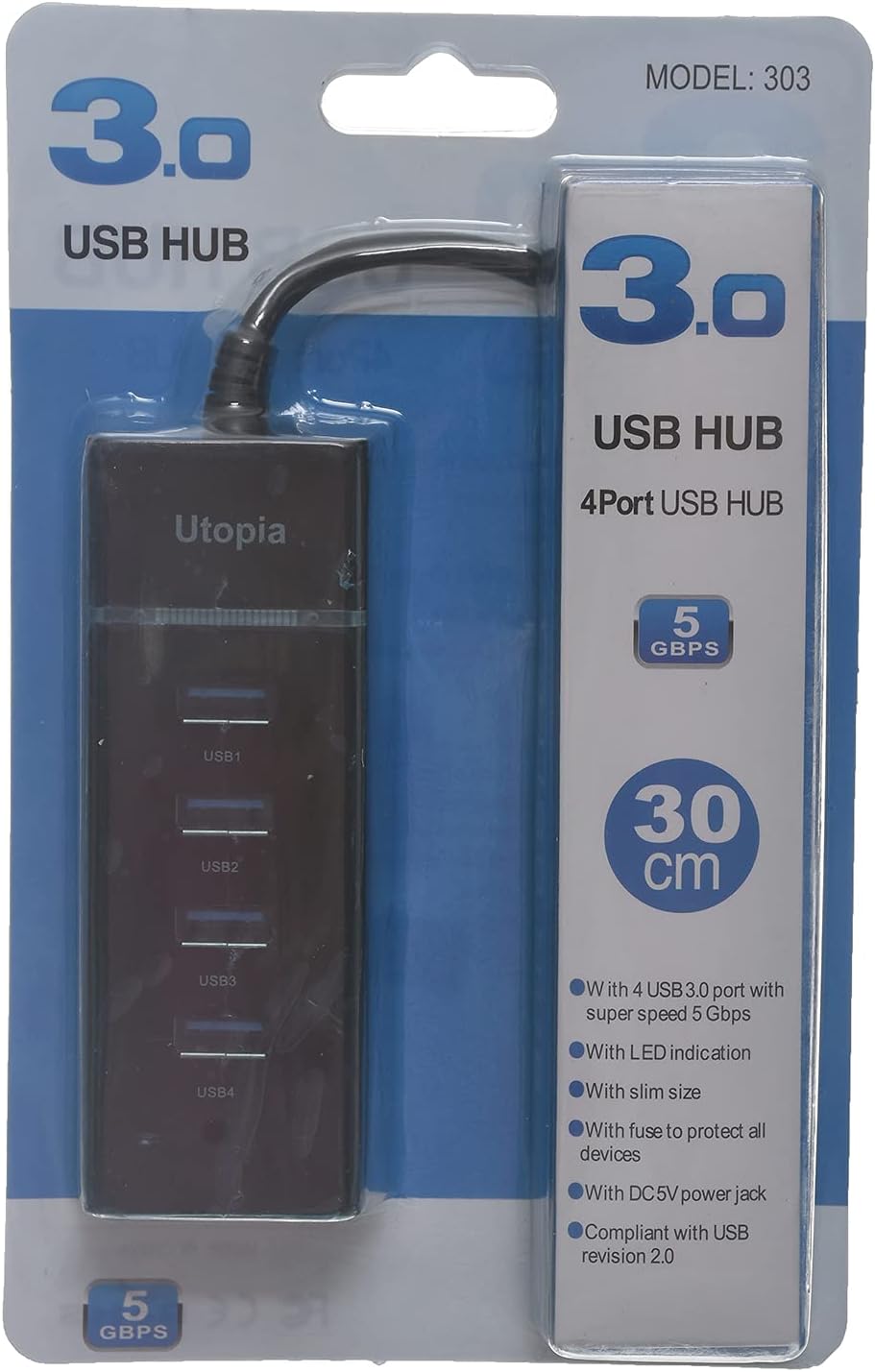 Utopia usb 3.0 hub utb 4 ports, black blue: Buy Online at Best Price in ...