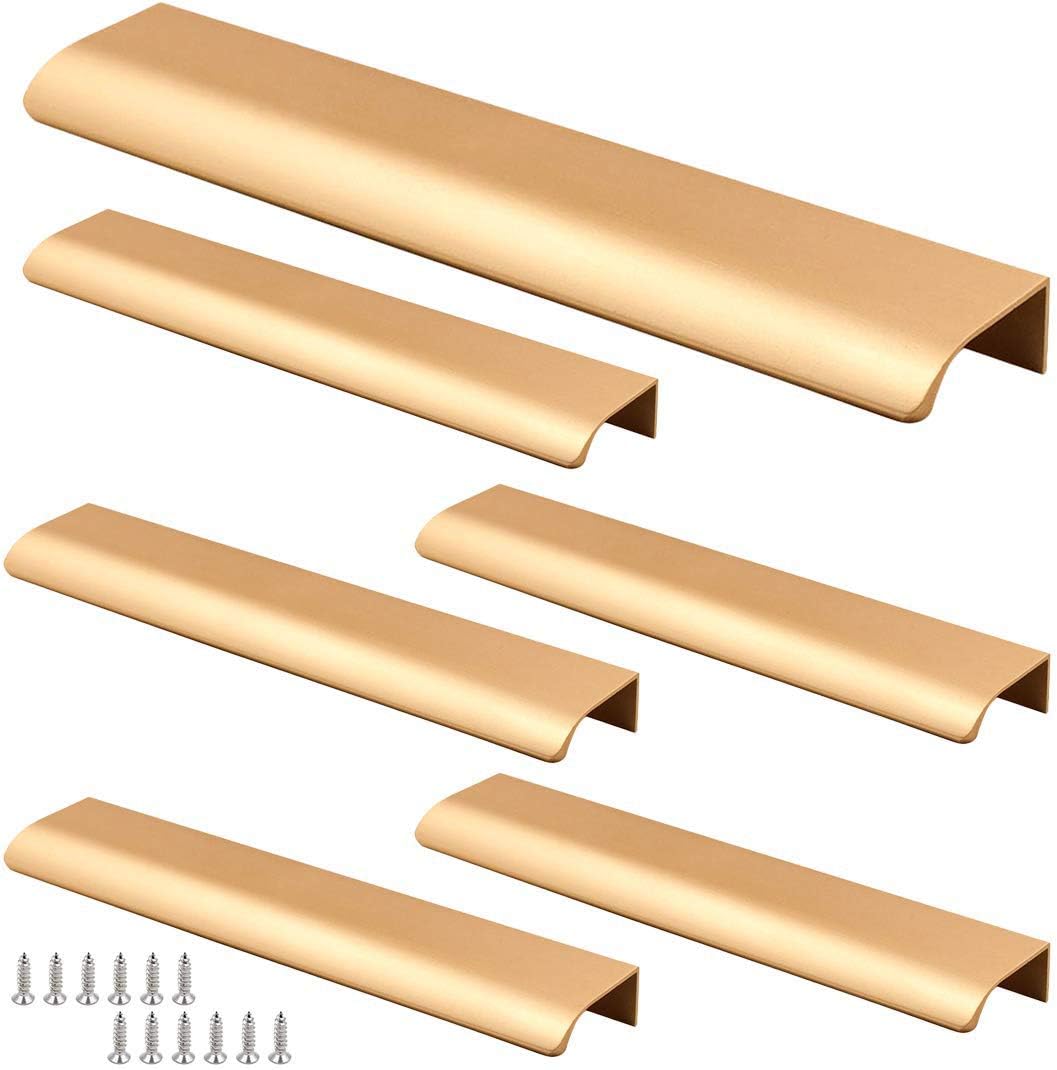 Champagne Bronze Drawer Pull Luna Tab Pull - Lipped Edge Tab Cabinet ...