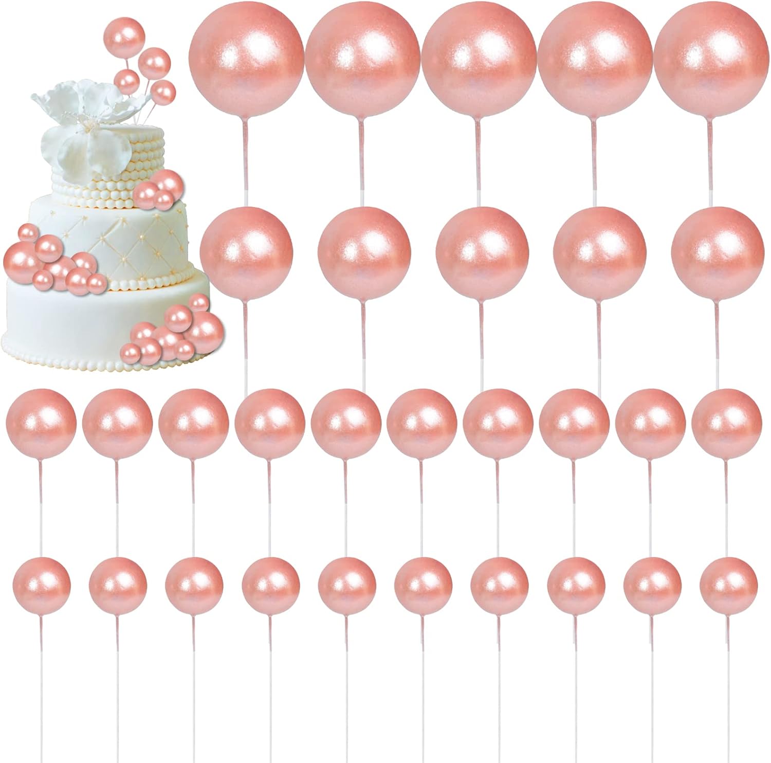 Amazon.com: 30 PCS Balls Cake Topper DIY Cake Insert Toppers Ball Cake ...