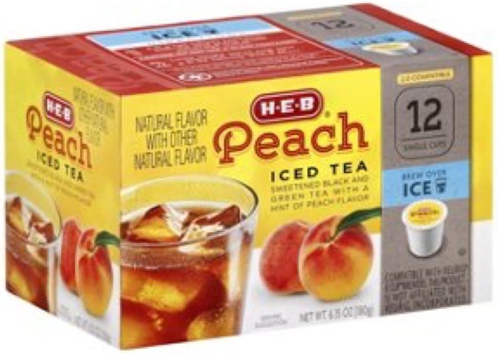 Amazon.com: H.E.B Peach Iced Tea 12 Single Cups Compatible with Keurig ...
