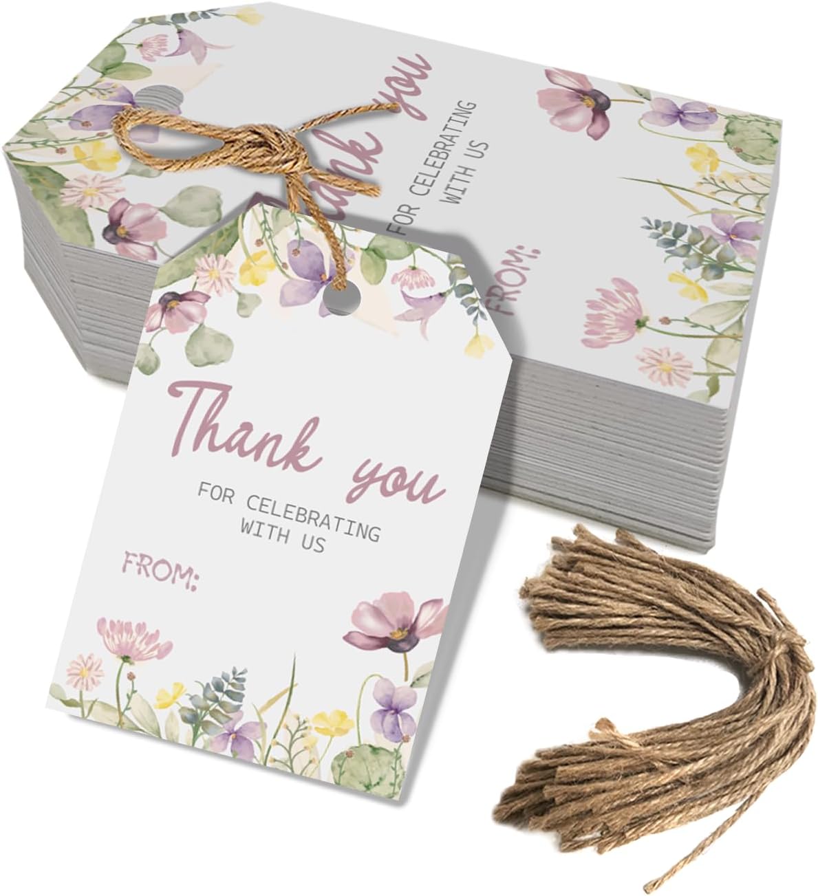 Amazon.com: 50pcs Wildflower Thank You Tags, Floral Gift Tags for Baby ...