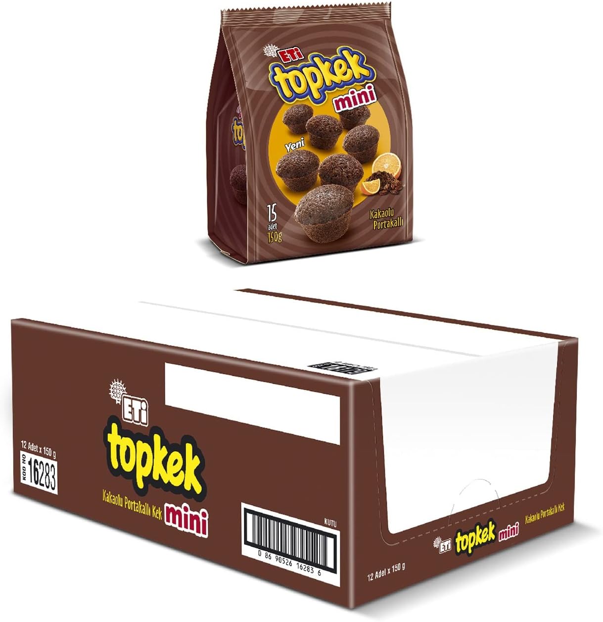 Eti Topkek Mini Kakaolu Portakallı Kek 150 g x 12 Adet : Amazon.com.tr ...