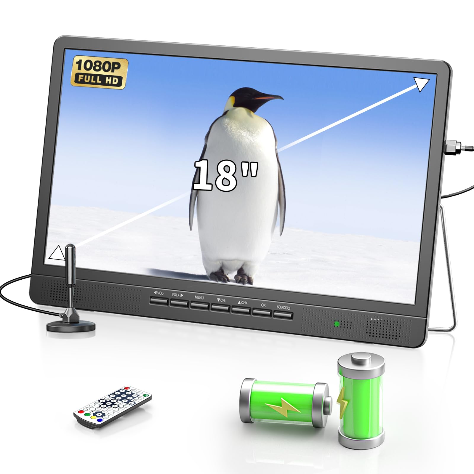 Amazon.com: NORTHING 18 Inch Full HD 1080P Portable TV with 6000mAH ...