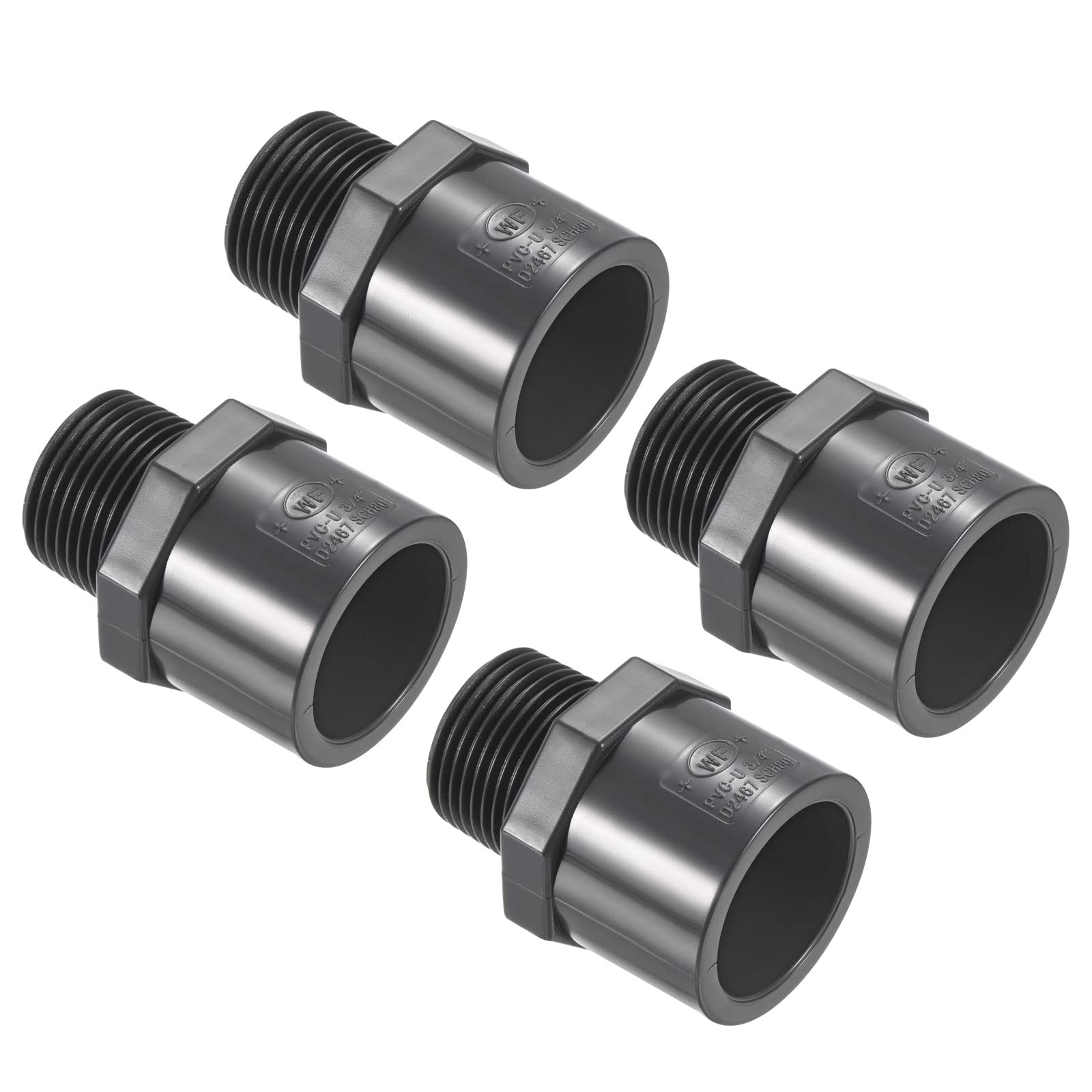 Amazon.com: PATIKIL 3/4NPT Male Thread Pipe Fitting, 4 Pack UPVC 3/4 ...