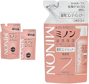 Amazon | 【セット買い】MINON(ミノン) 【医薬部外品】 全身シャンプー しっとりタイプ 詰替用 380mL 2個セット + ミノン薬用コンディショナー 詰替 380ミリリットル ...