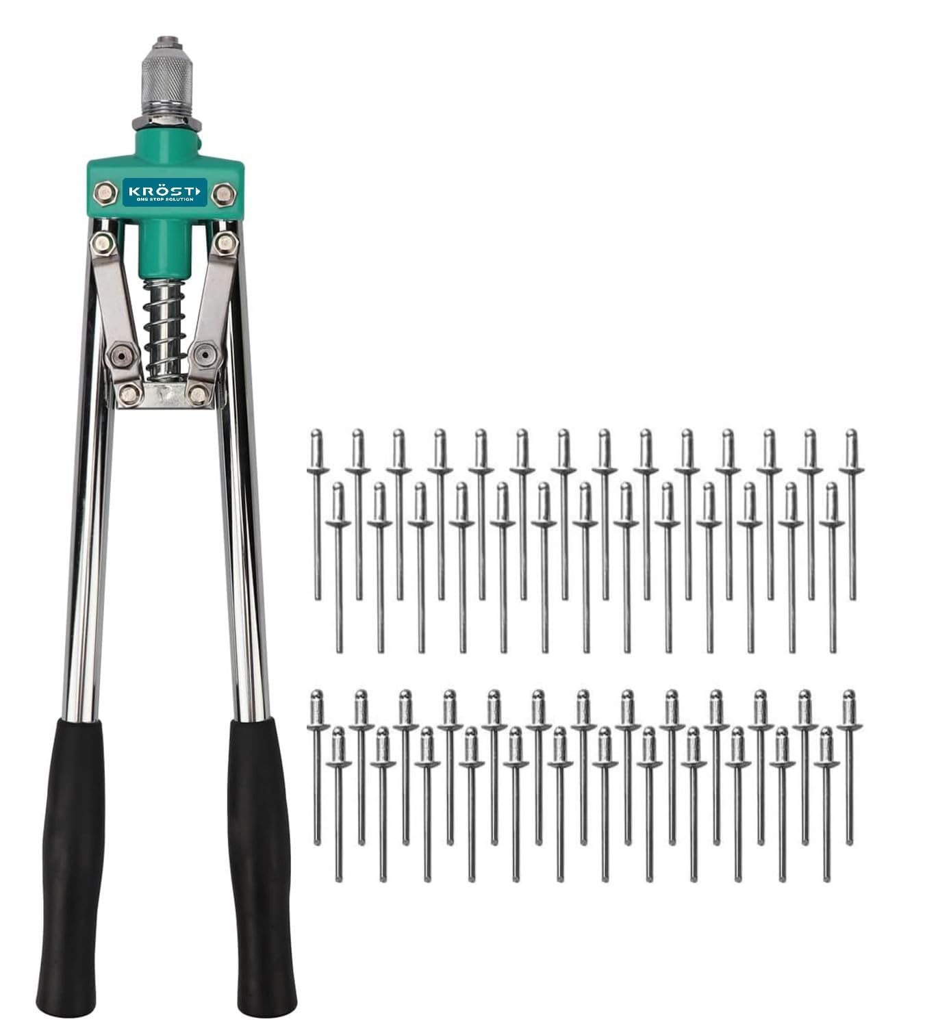 KROST 17" Non Slip Double Handle Rivet Gun With Pop Rivets, Hand Pull ...