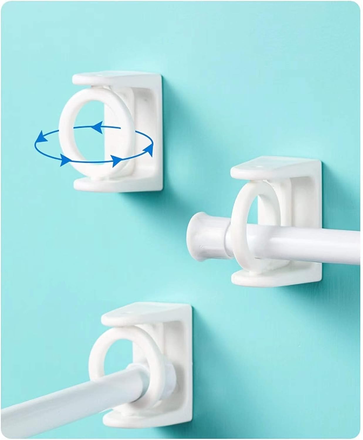 Amazon.com: Adhesive Curtain Rod Holders No Drilling Over Blinds,Fits ...