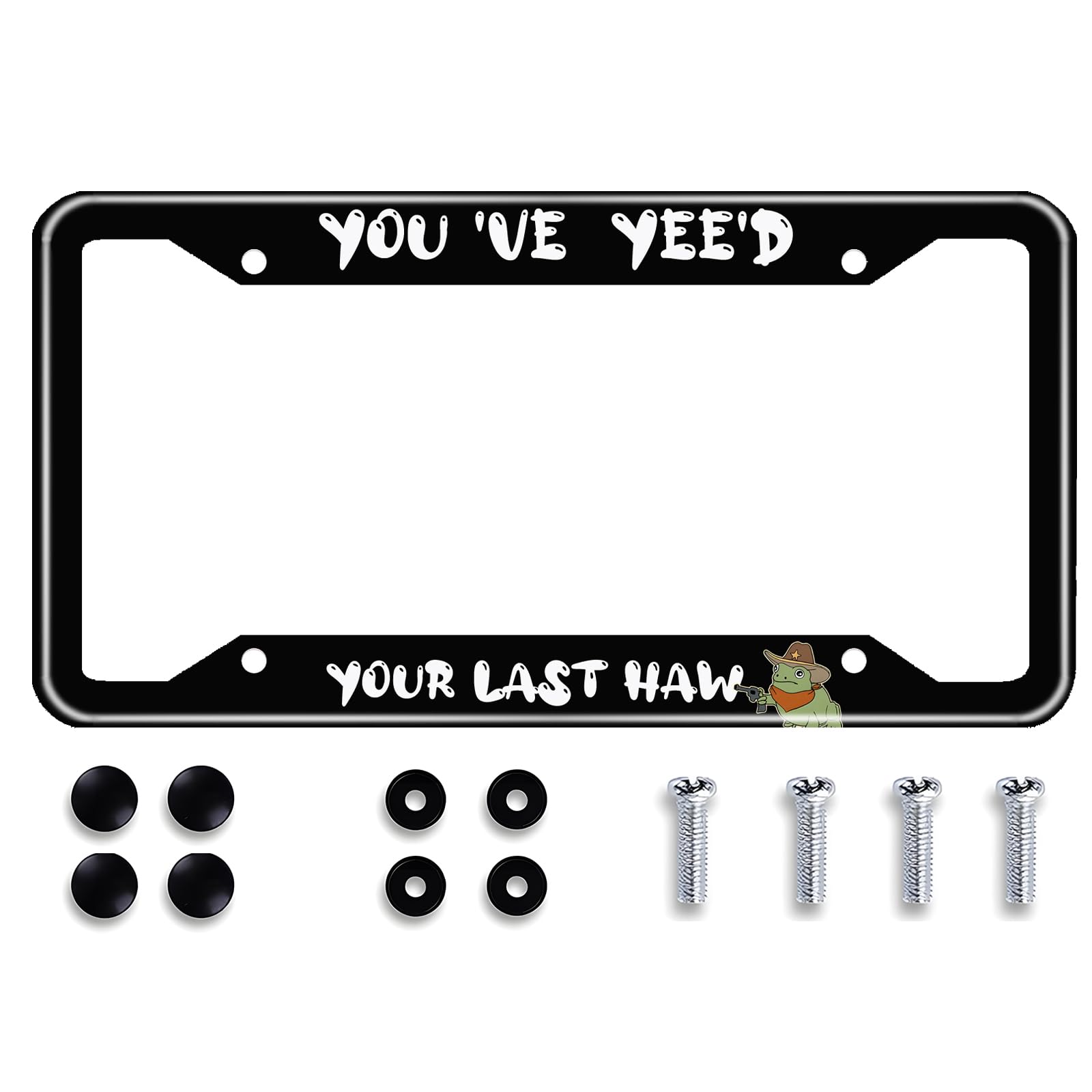 Amazon.com: Funny Cowboy Frog License Plate Frames, Funny Gen Z Meme ...