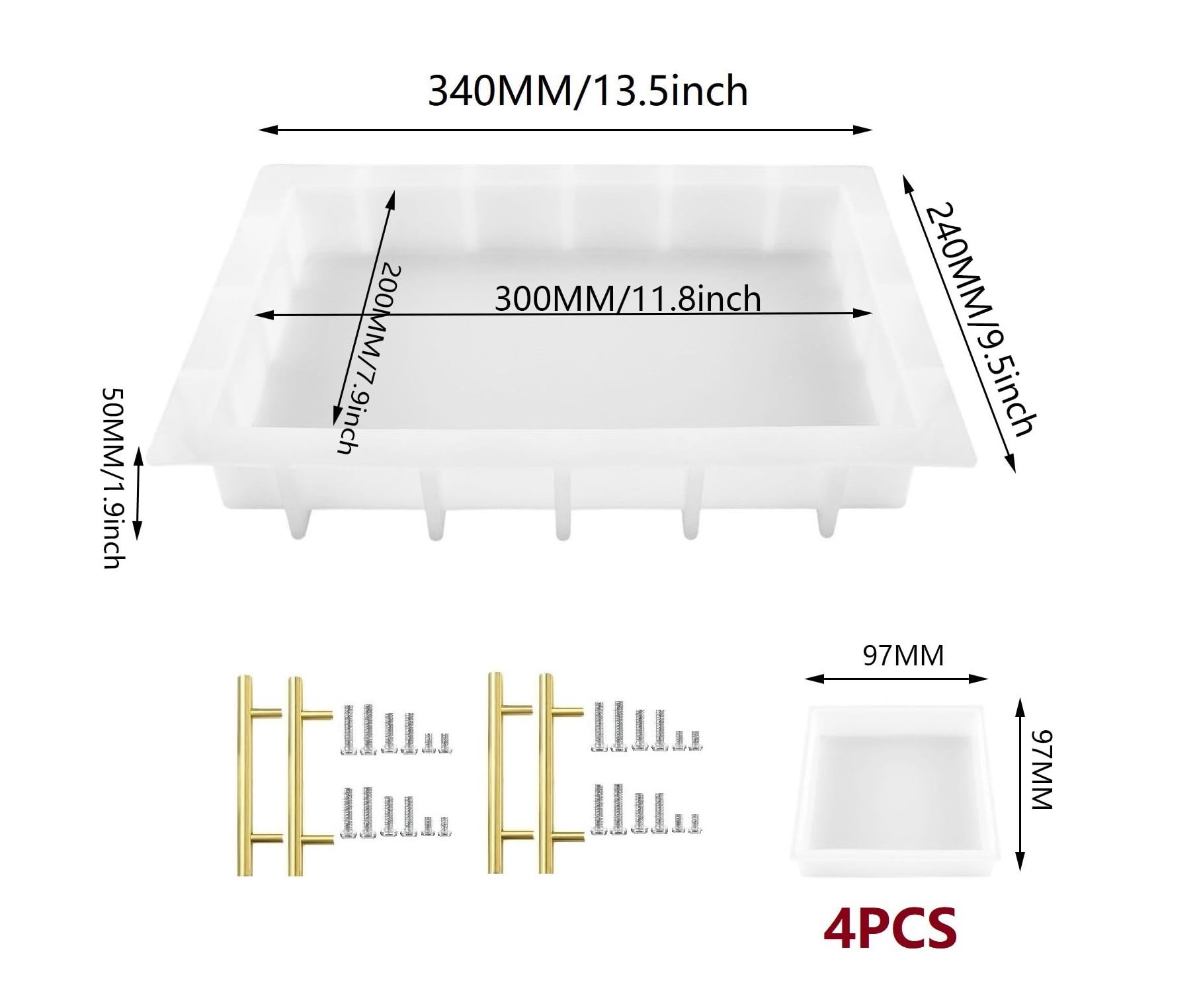 Snapklik.com : Silicone Epoxy Mold, 13.5x9.4x2 Inches Large Deep Resin ...