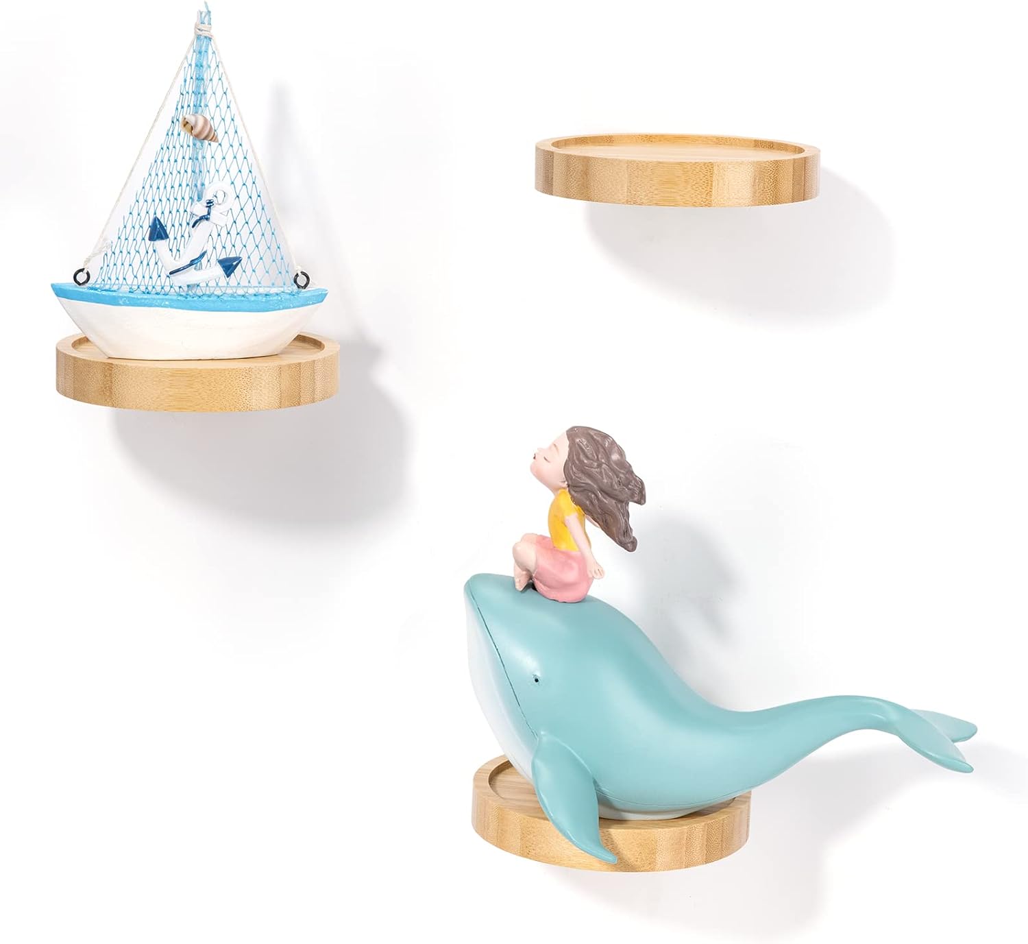 Amazon.com: Yangbaga Mini Round Floating Shelves for Wall, 3pcs Small ...