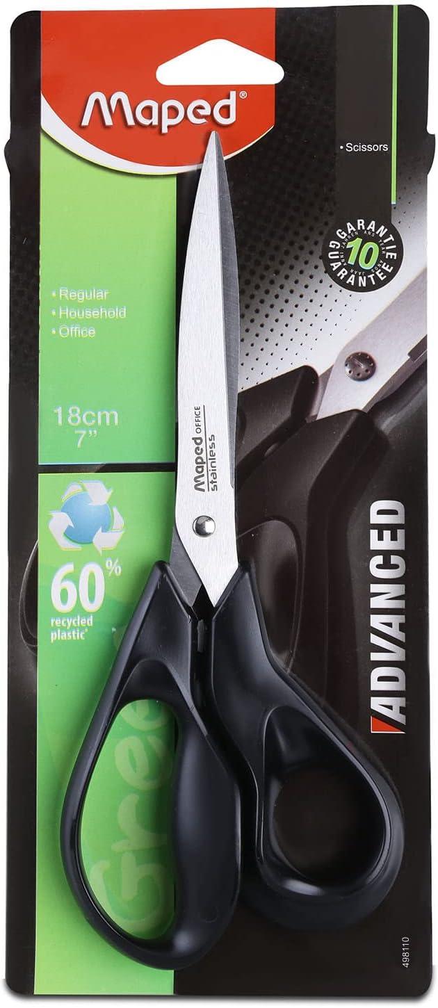 Maped Advanced Asymmetrical Scissors, Stainless Steel Blades, 18cm/7 ...